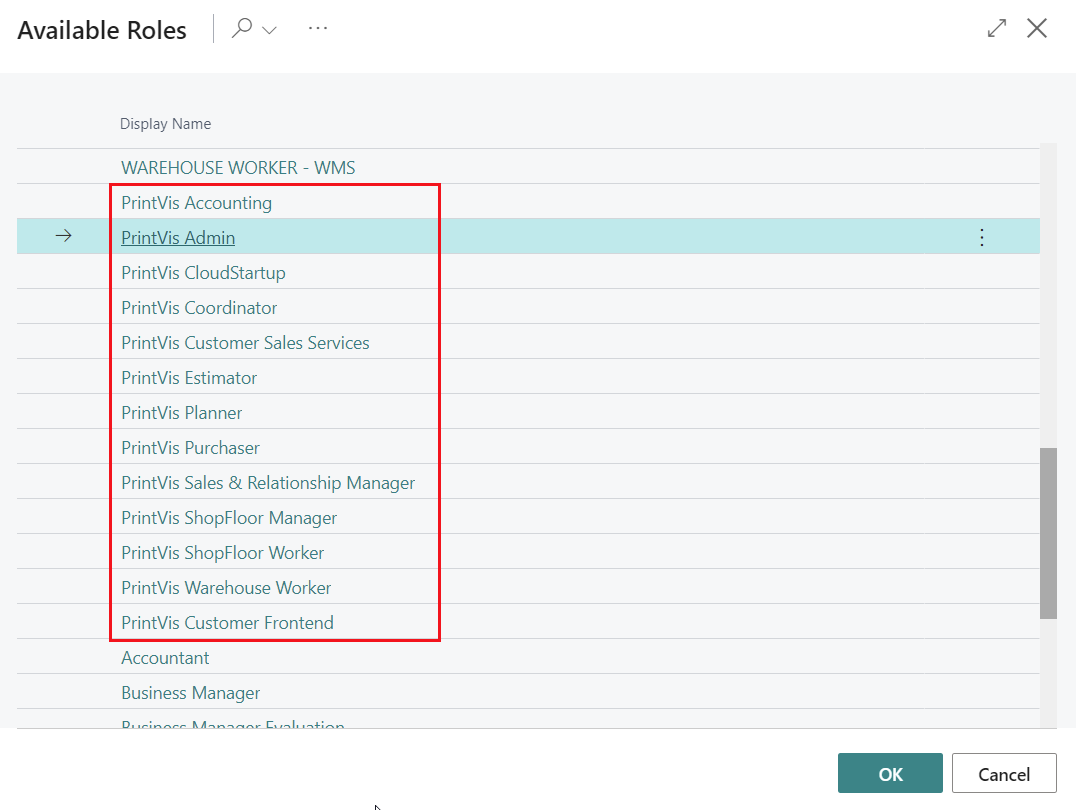 Role Centers - PrintVis Documentation